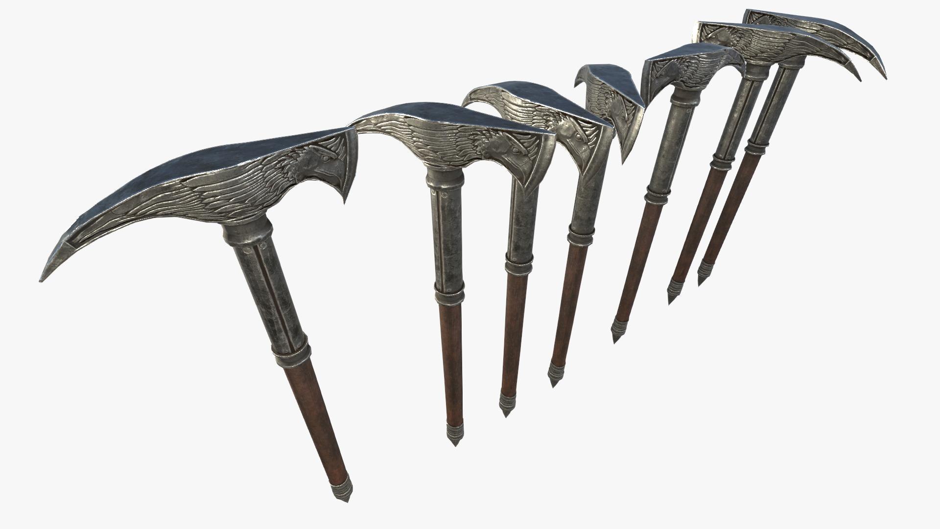 3D Fantasy Axe RPG Sagaris Pickaxe Mattock Double Axe Great Axe Battle ...