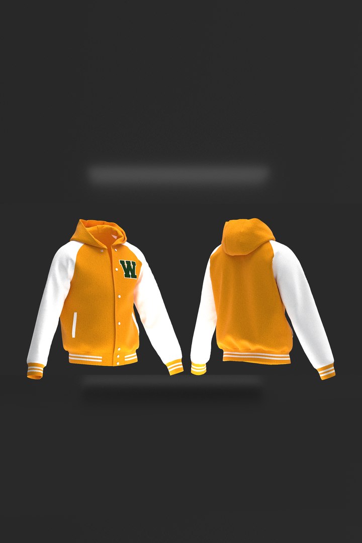 Male Raglan Varsity Jacket Model - TurboSquid 2198442