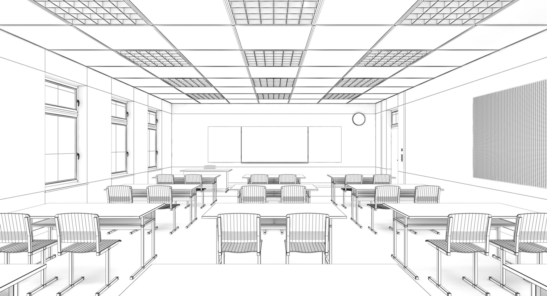 3d Classroom Realistic Model