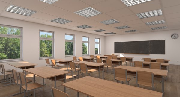 3d classroom realistic model