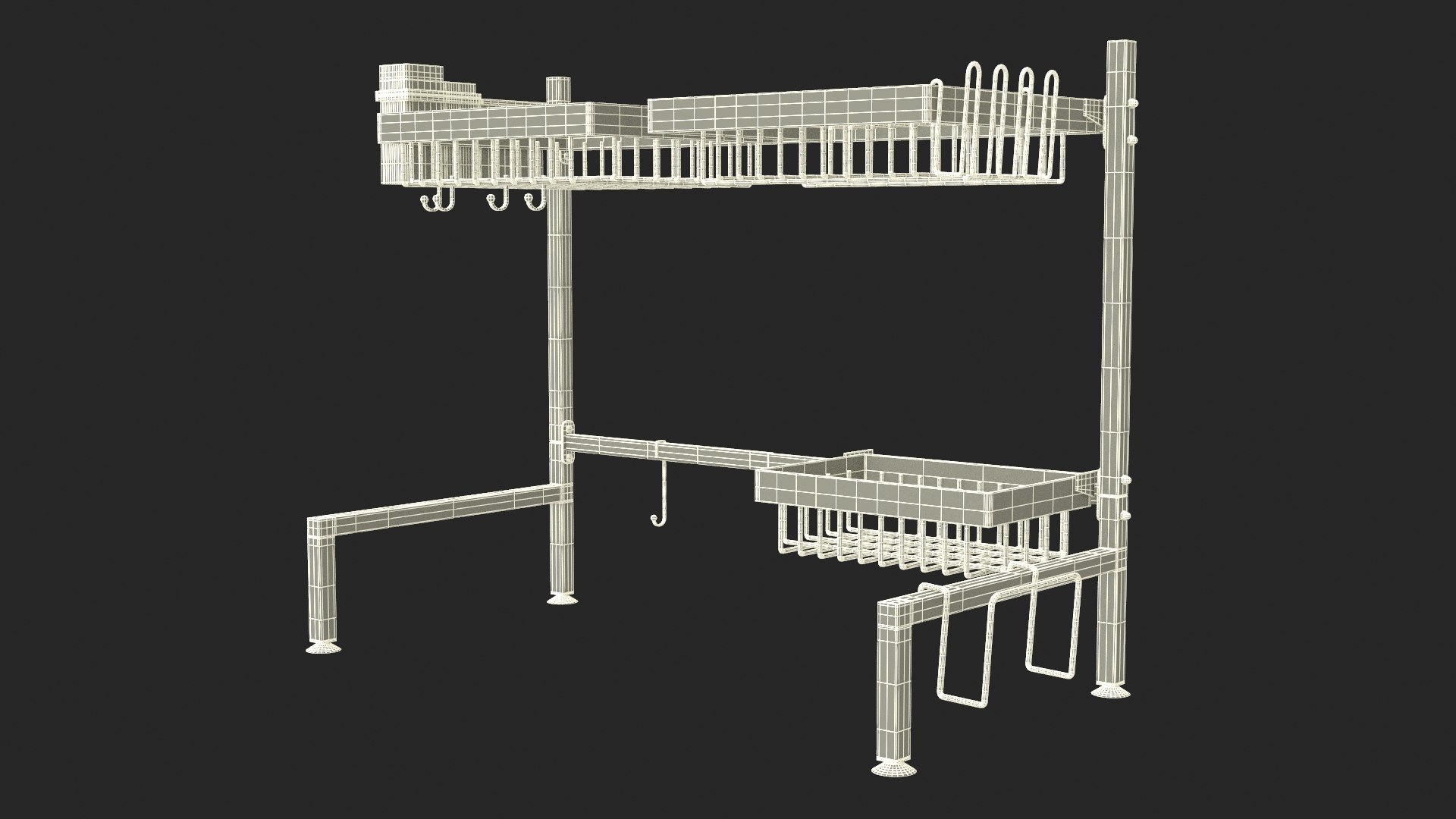 3D Empty Over Sink Dish Drying Metal Rack Black Model - TurboSquid 2101501