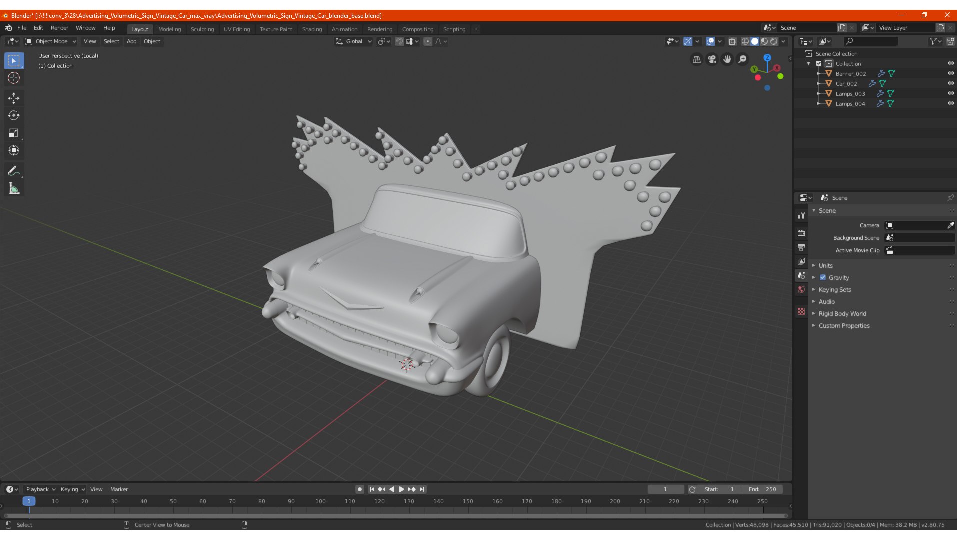 3D model Advertising Volumetric Sign Vintage Car - TurboSquid 1774112