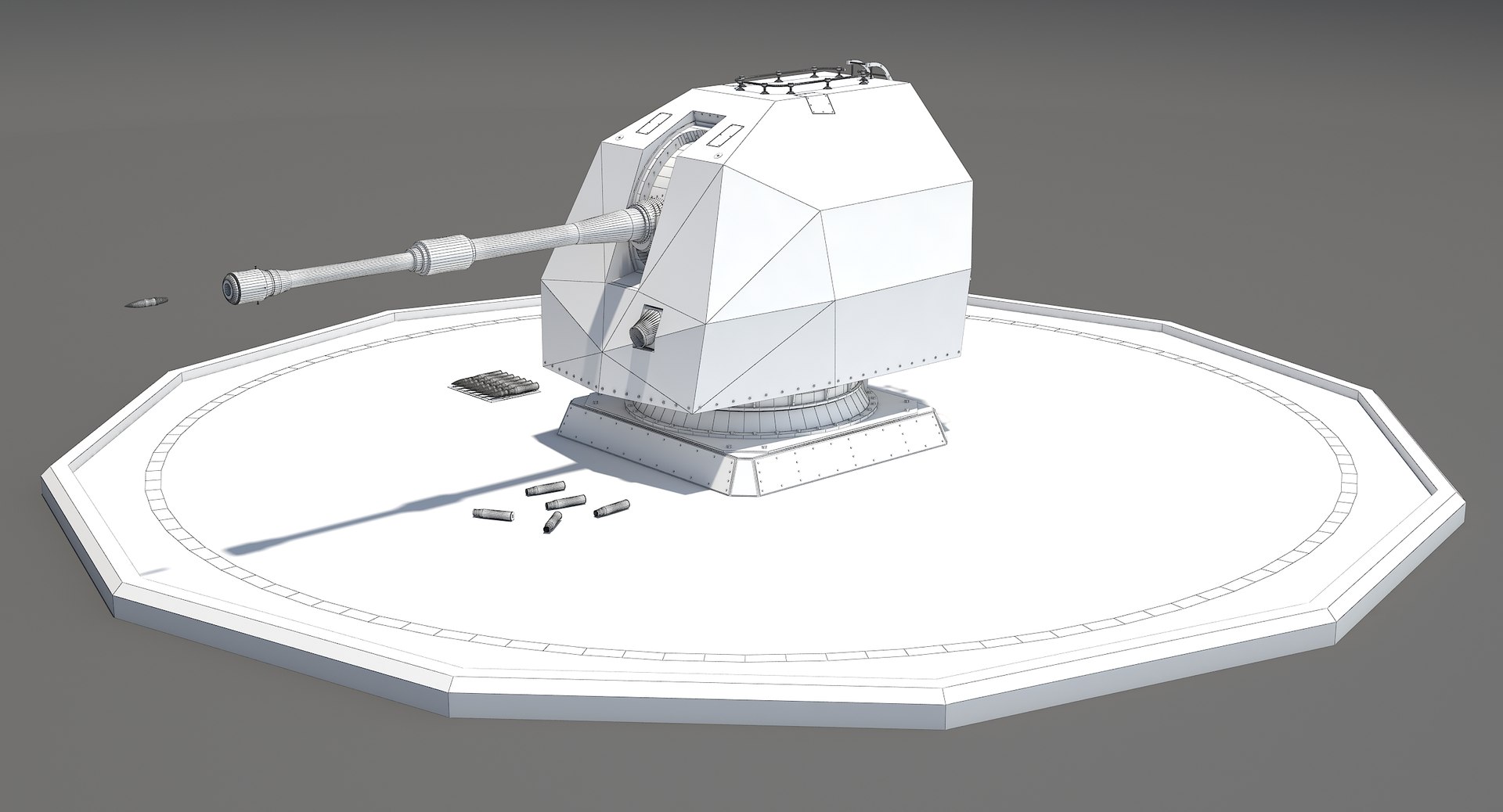 3D Model 4 5-Inch Mk-8 Mod 1 Naval Gun - TurboSquid 1882437