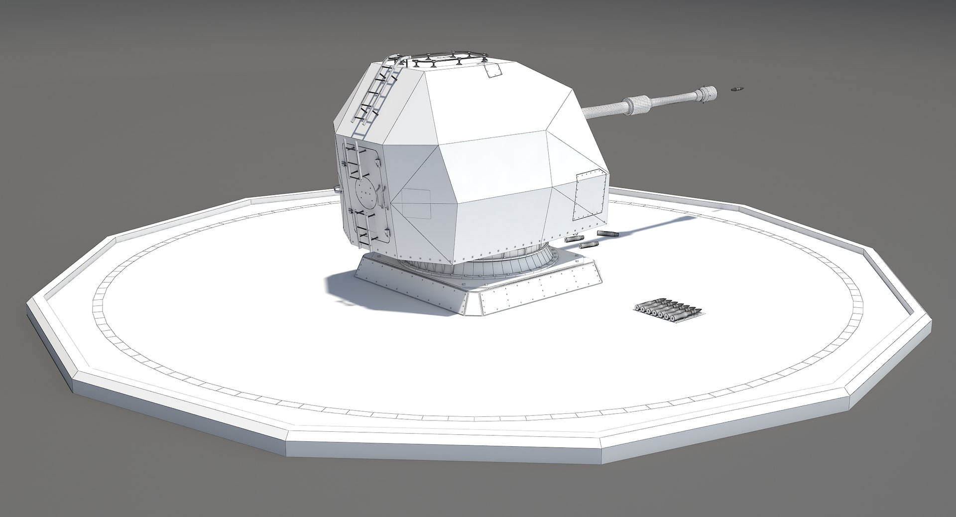 3D Model 4 5-Inch Mk-8 Mod 1 Naval Gun - TurboSquid 1882437