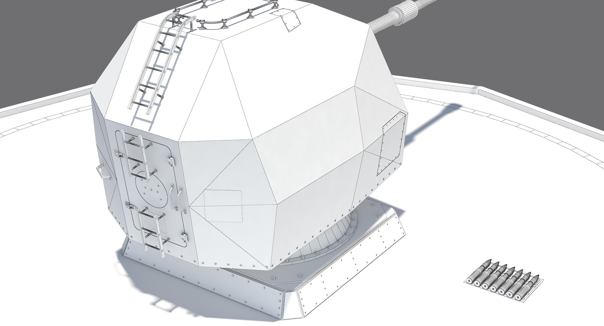 3D Model 4 5-Inch Mk-8 Mod 1 Naval Gun - TurboSquid 1882437