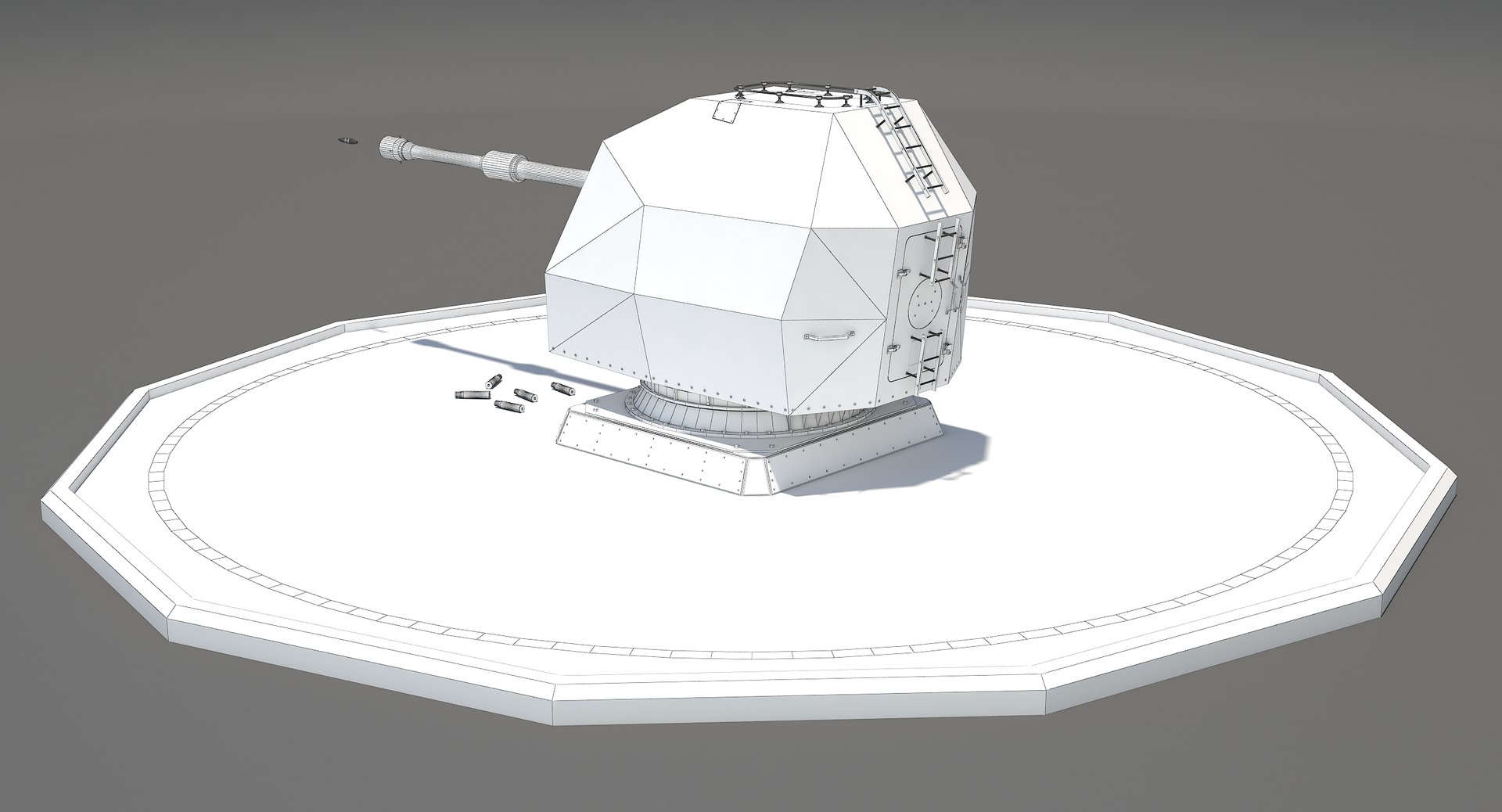 3D Model 4 5-Inch Mk-8 Mod 1 Naval Gun - TurboSquid 1882437