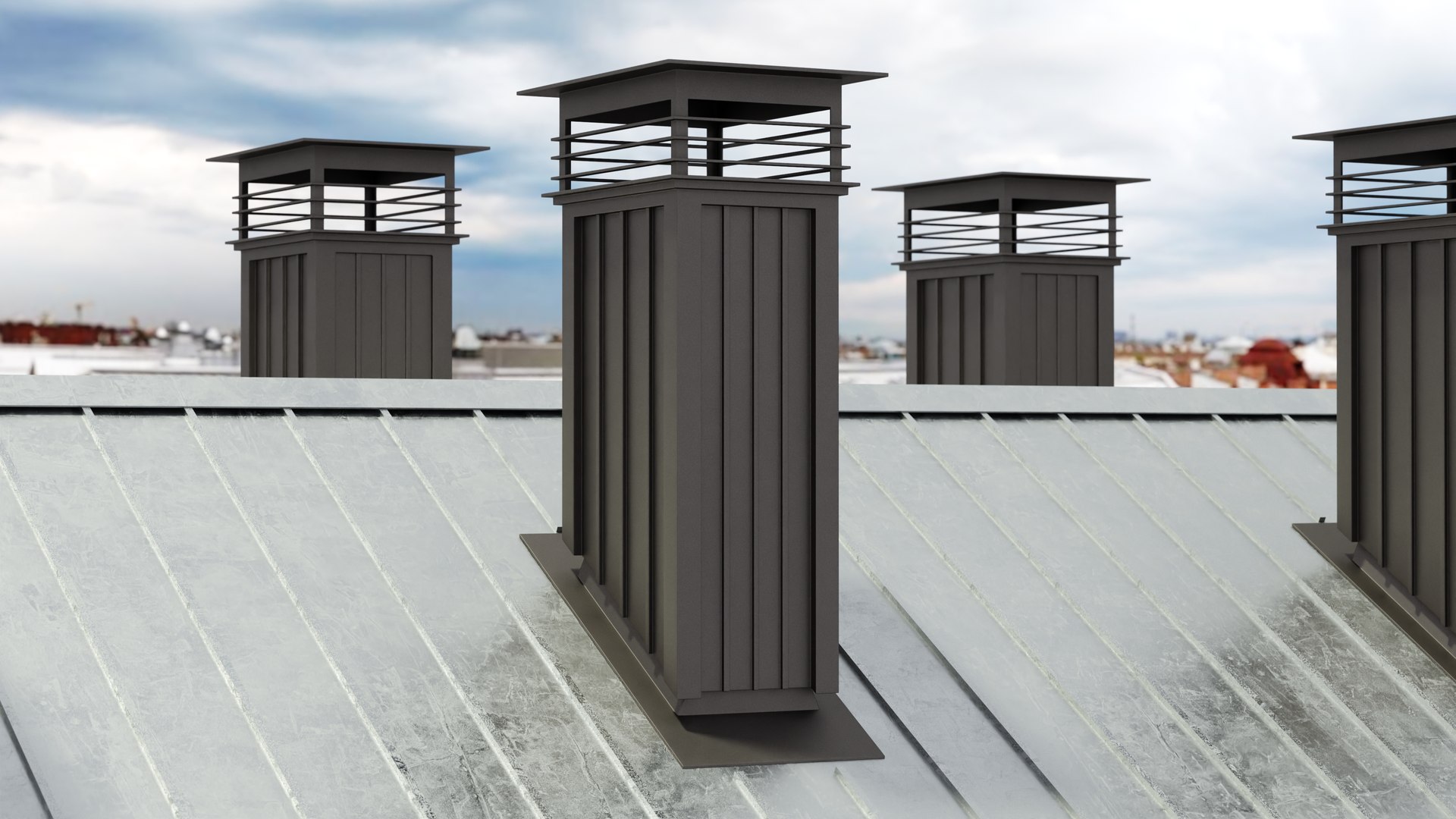 3D Square Metal Chimney Black Corner Base - TurboSquid 2049137