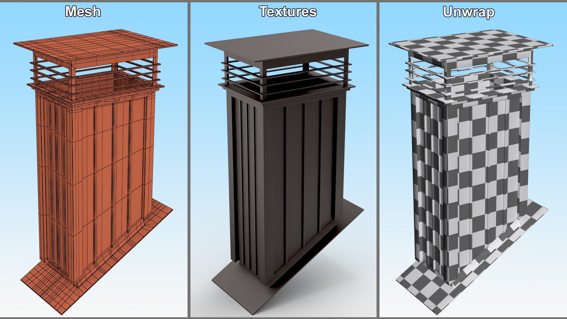 3D Square Metal Chimney Black Corner Base - TurboSquid 2049137