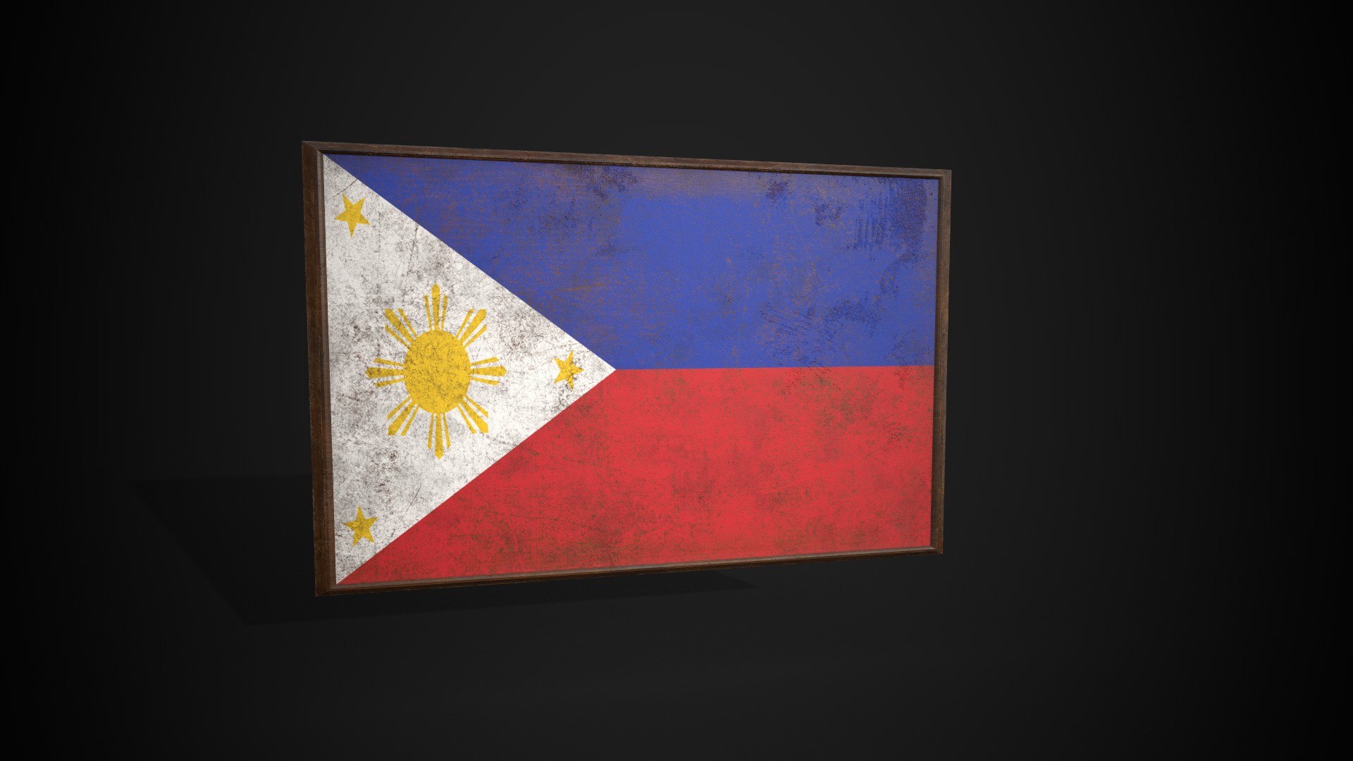 3D Model Old Picture Frame With Philippines Flag - Game Ready PBR Low ...
