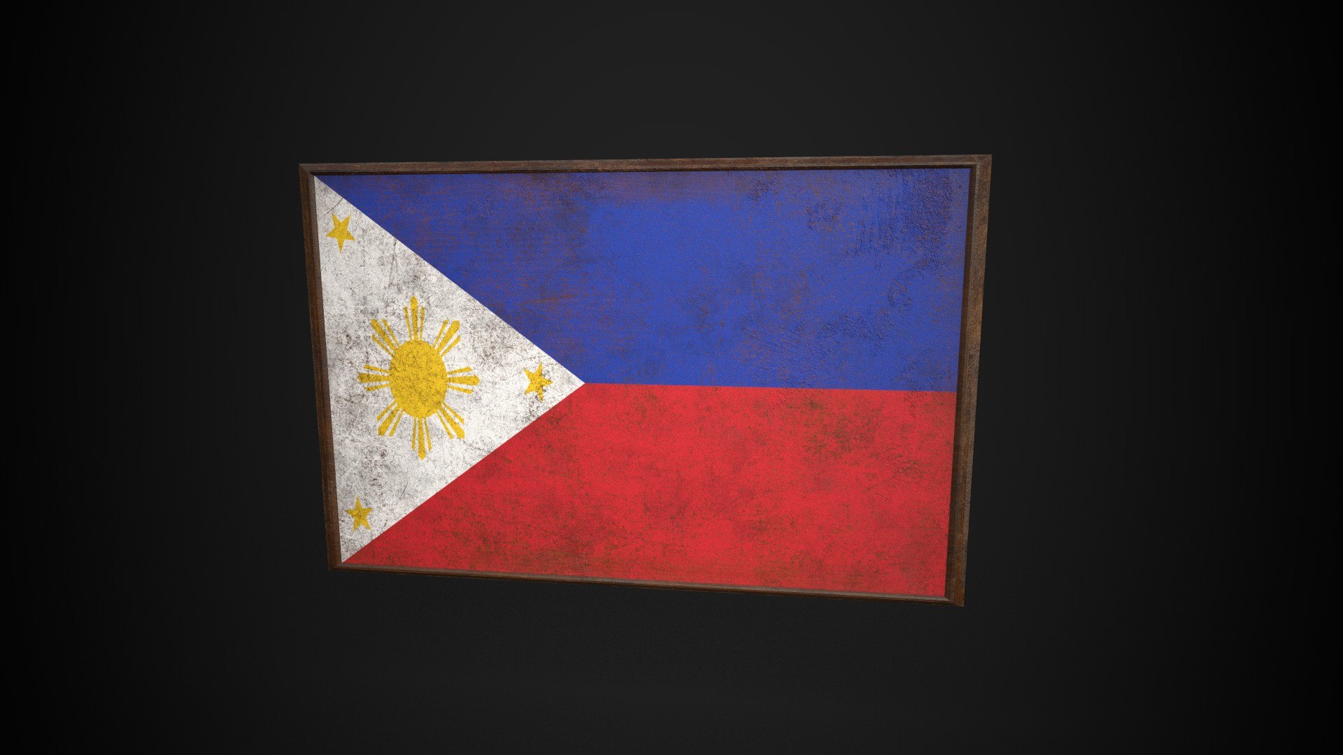 3D Model Old Picture Frame With Philippines Flag - Game Ready PBR Low ...