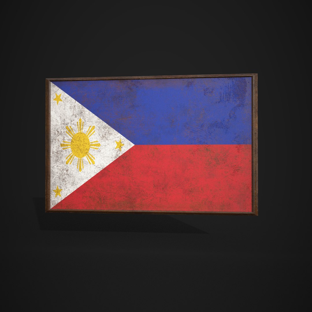 3D Model Old Picture Frame With Philippines Flag - Game Ready PBR Low ...