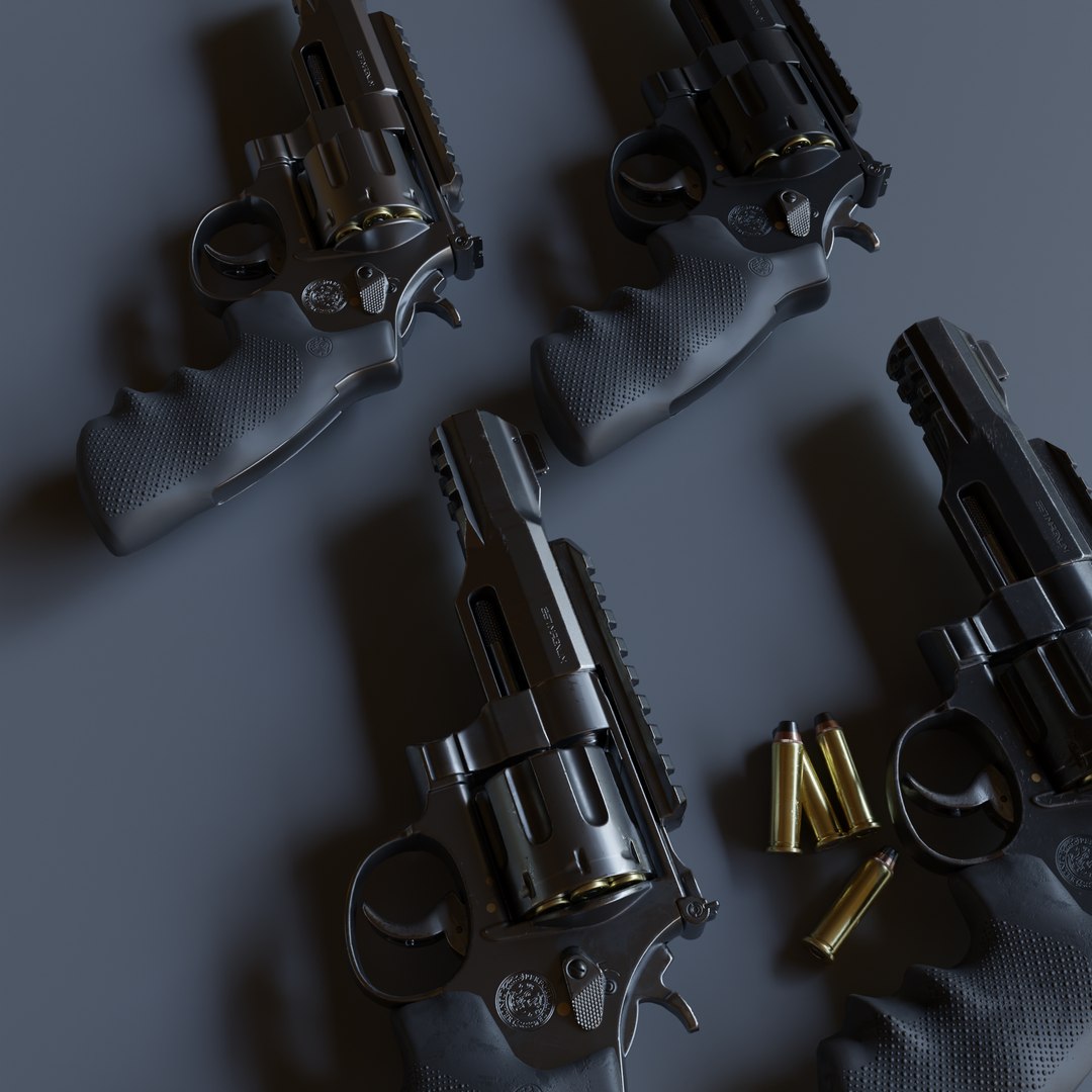 Revolver R8 Magnum Textured 3d model Game-ready Low poly Low-poly 3D ...