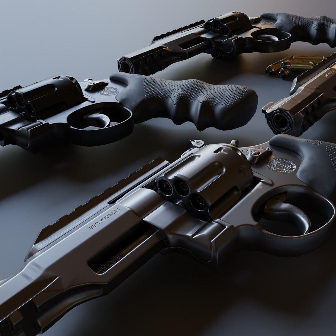 Revolver R8 Magnum Textured 3d model Game-ready Low poly Low-poly 3D ...