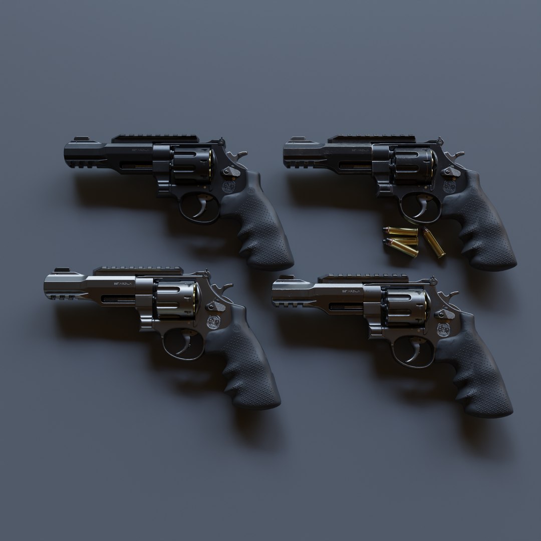 Revolver R8 Magnum Textured 3d model Game-ready Low poly Low-poly 3D ...