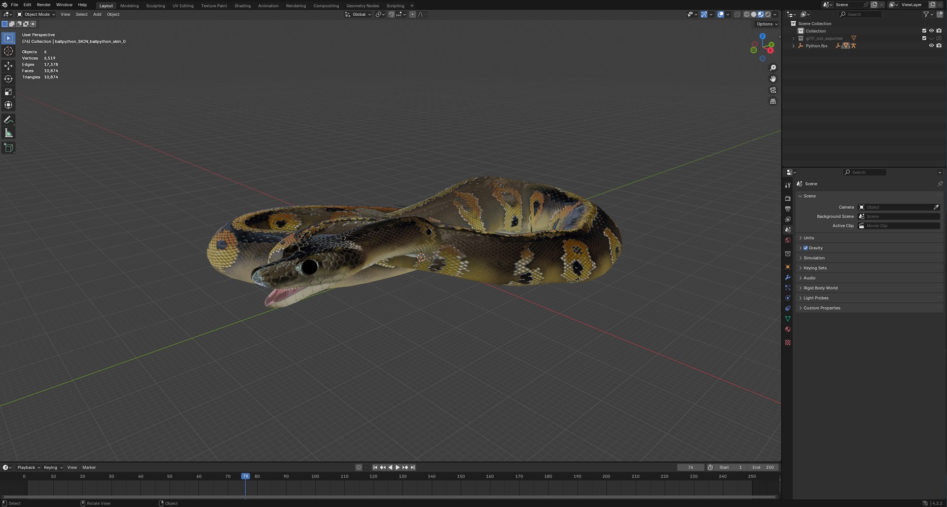 3D Blackhead Ball Python Snake Rigged Animated PBR - TurboSquid 2328601