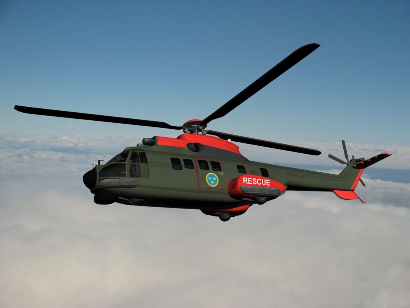 3d Aerospatiale 332 Super Puma Model