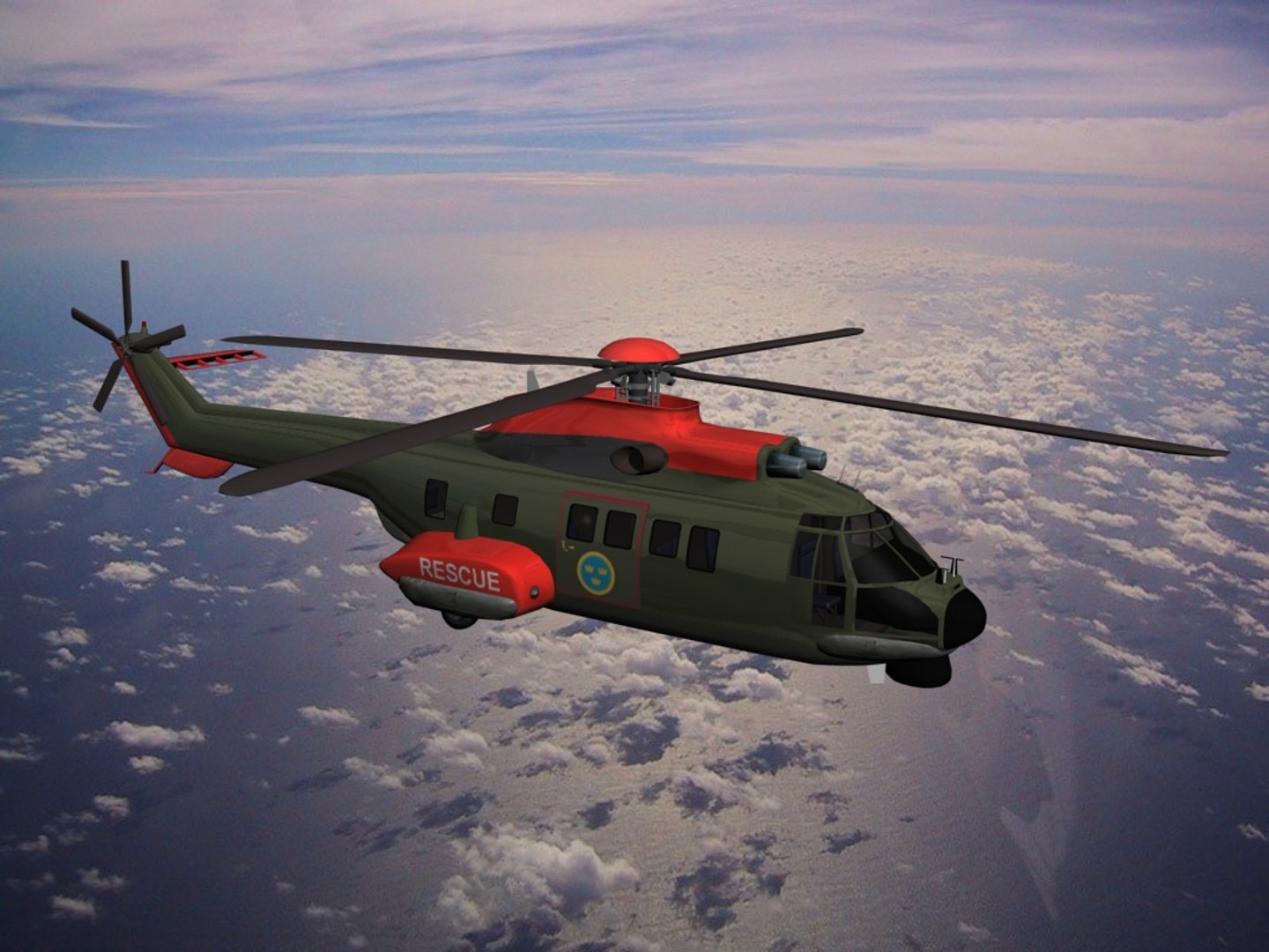 3d Aerospatiale 332 Super Puma Model