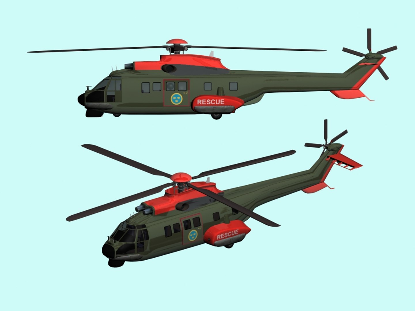 3d Aerospatiale 332 Super Puma Model