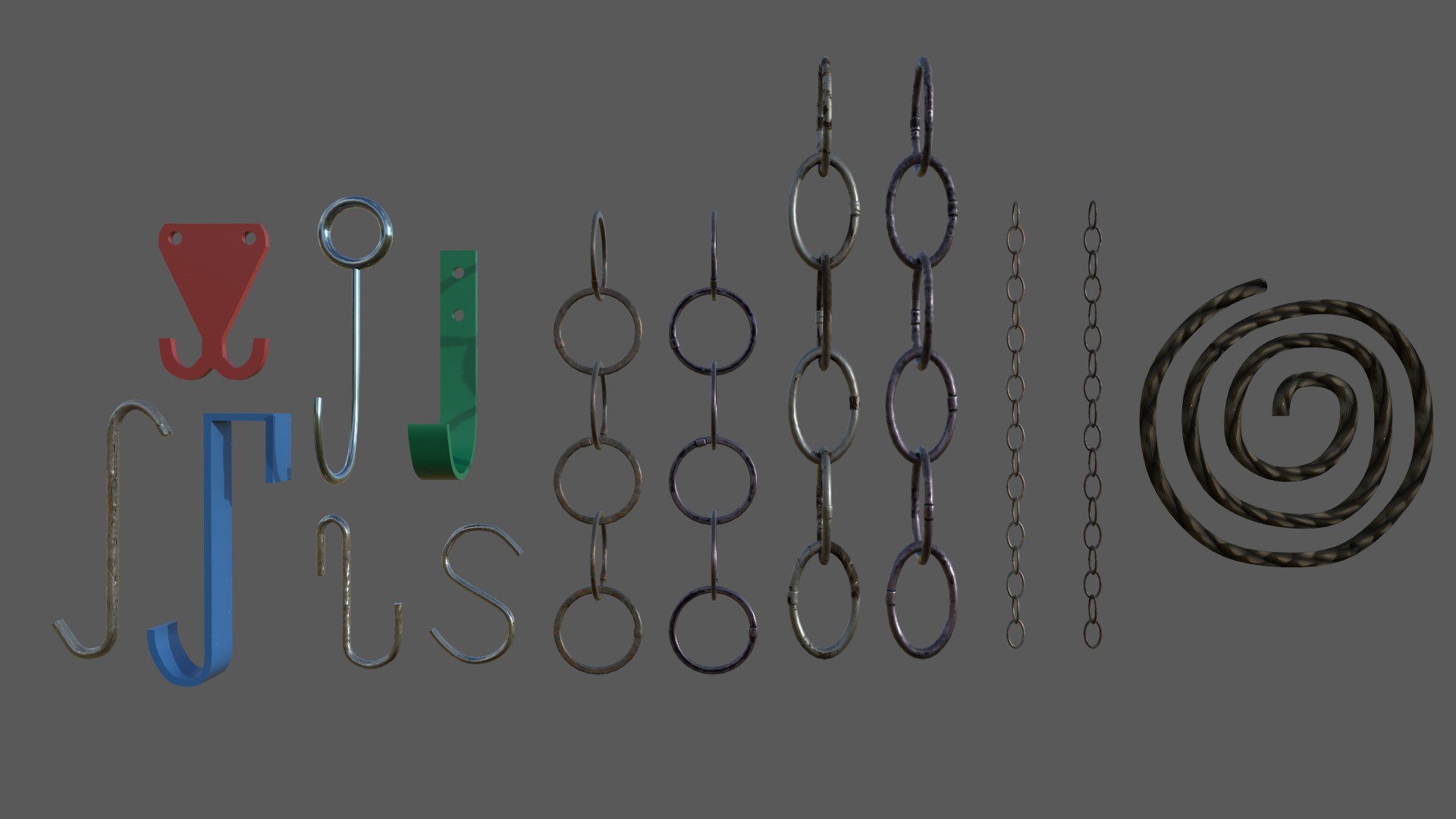 Hooks And Chains Collection 3D Model - TurboSquid 1753608