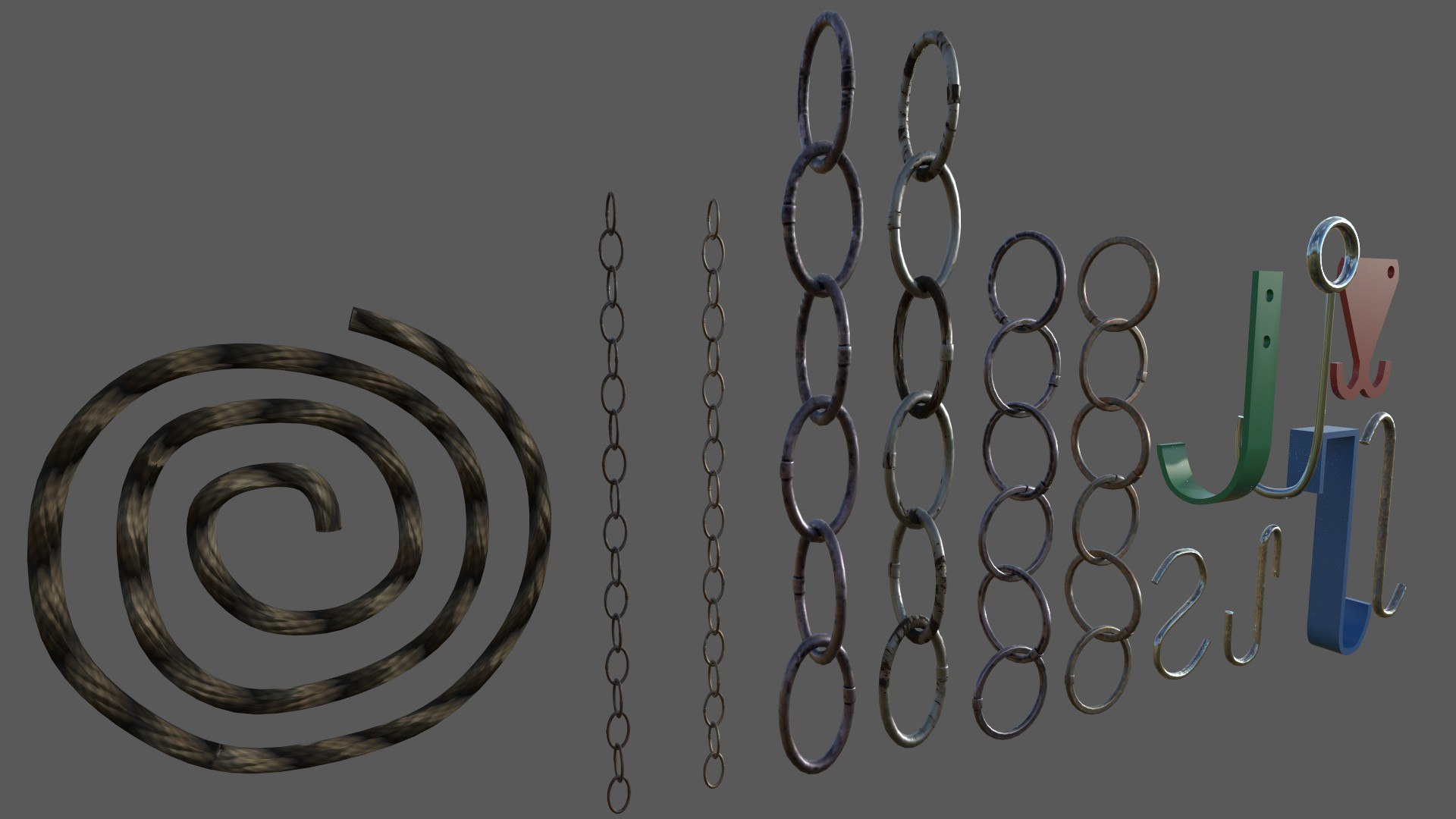 Hooks And Chains Collection 3D Model - TurboSquid 1753608
