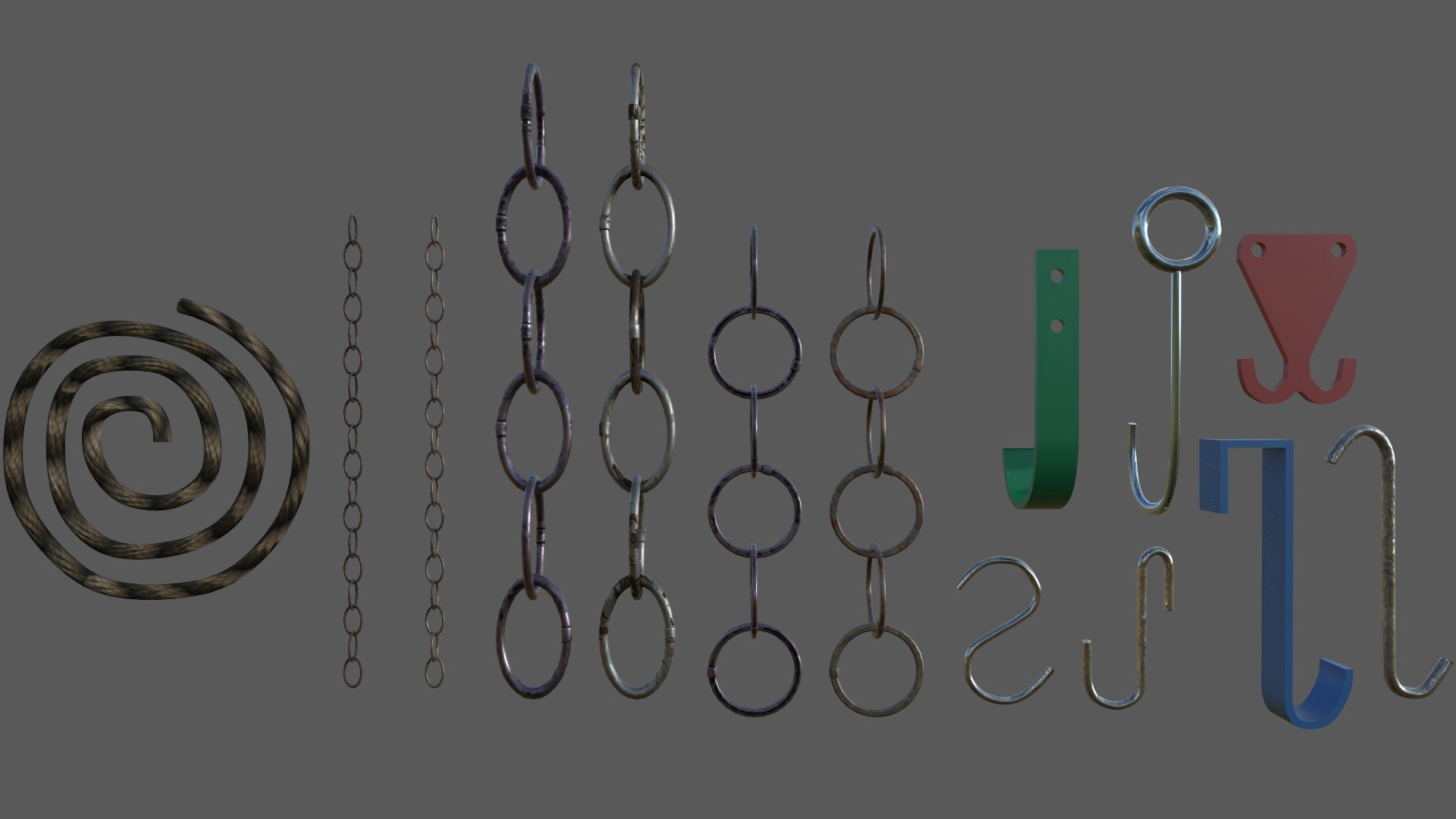 Hooks And Chains Collection 3D Model - TurboSquid 1753608