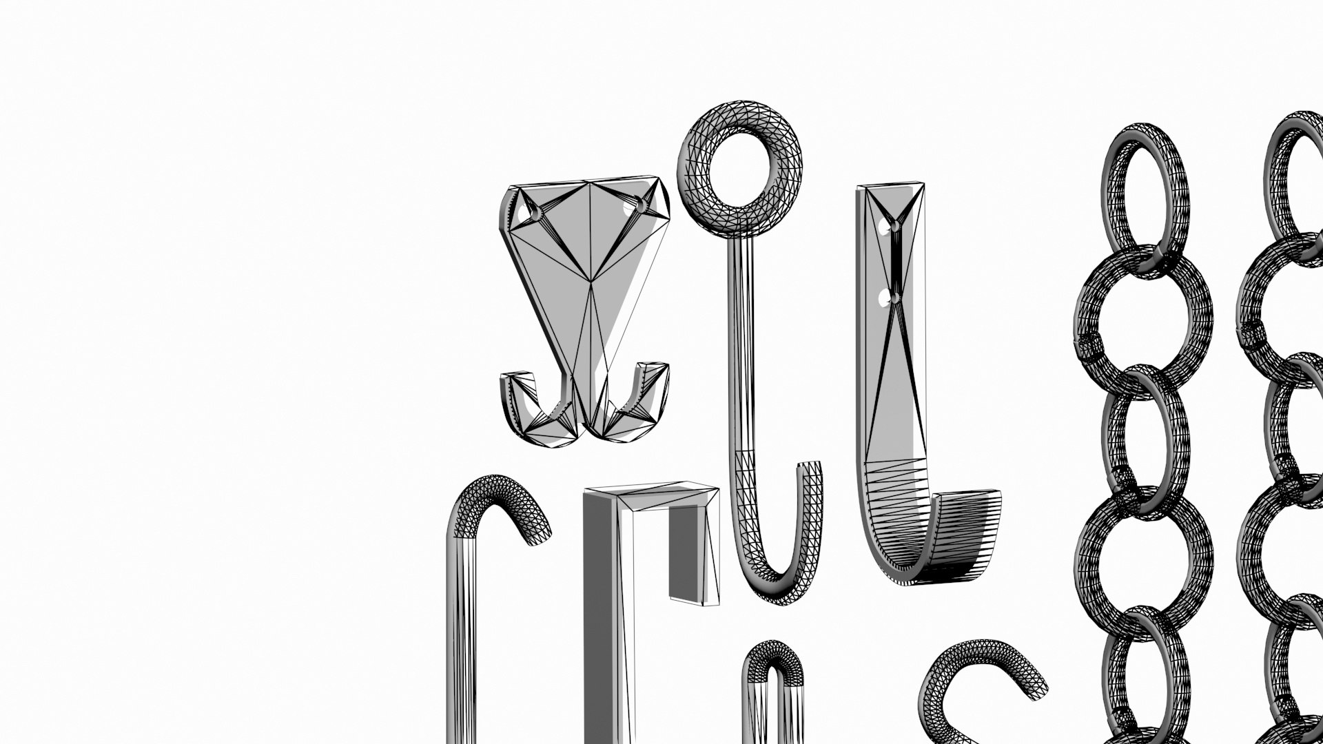 Hooks And Chains Collection 3D Model - TurboSquid 1753608