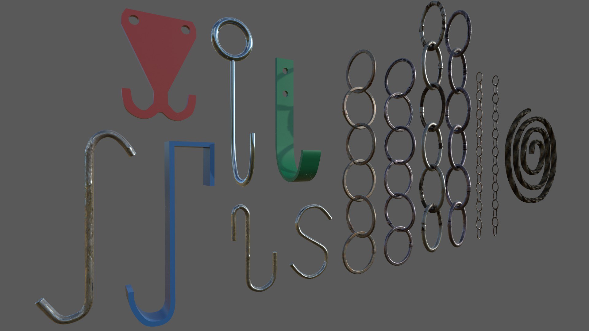 Hooks And Chains Collection 3D Model - TurboSquid 1753608