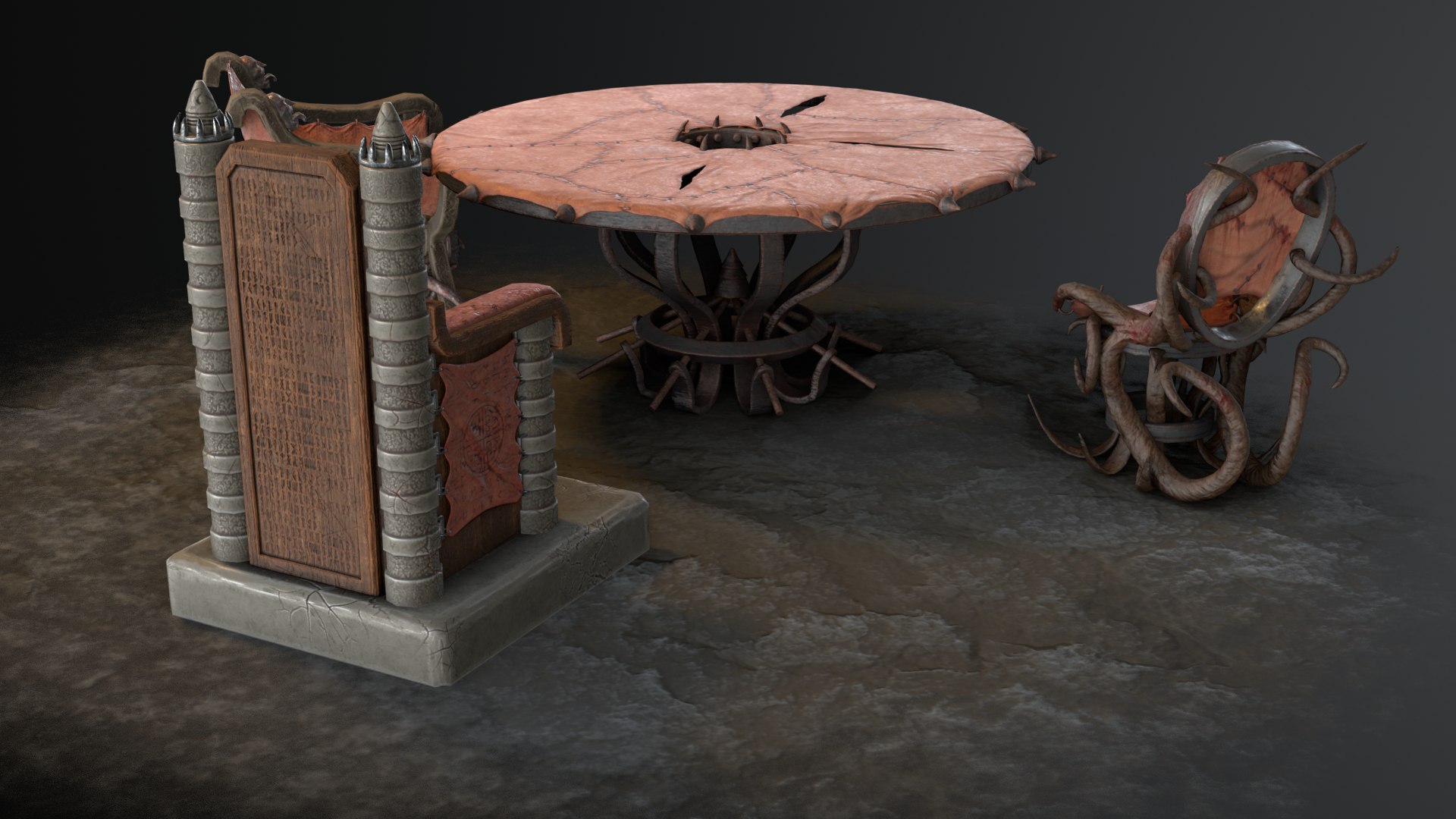 3D Set Fantasy Furniture Table Model - TurboSquid 1654243