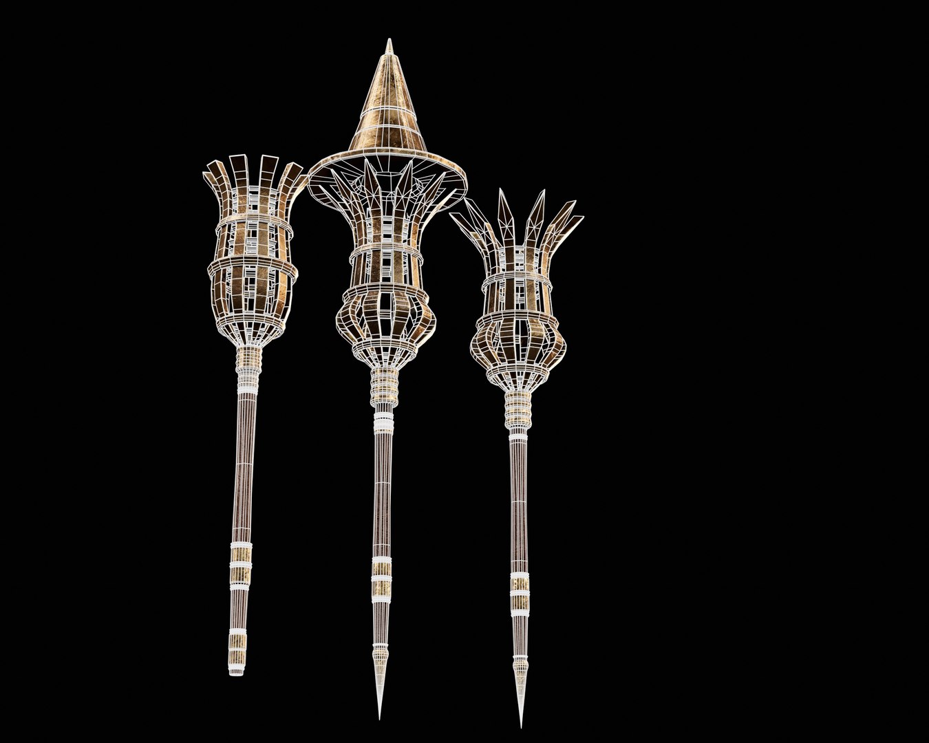 Medieval Torches Set 3D Model - TurboSquid 2414105