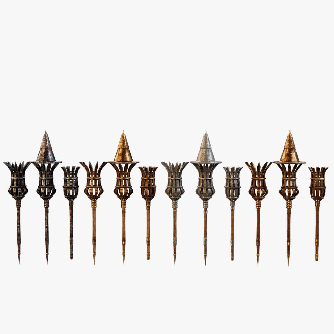 Medieval Torches Set 3D Model - TurboSquid 2414105
