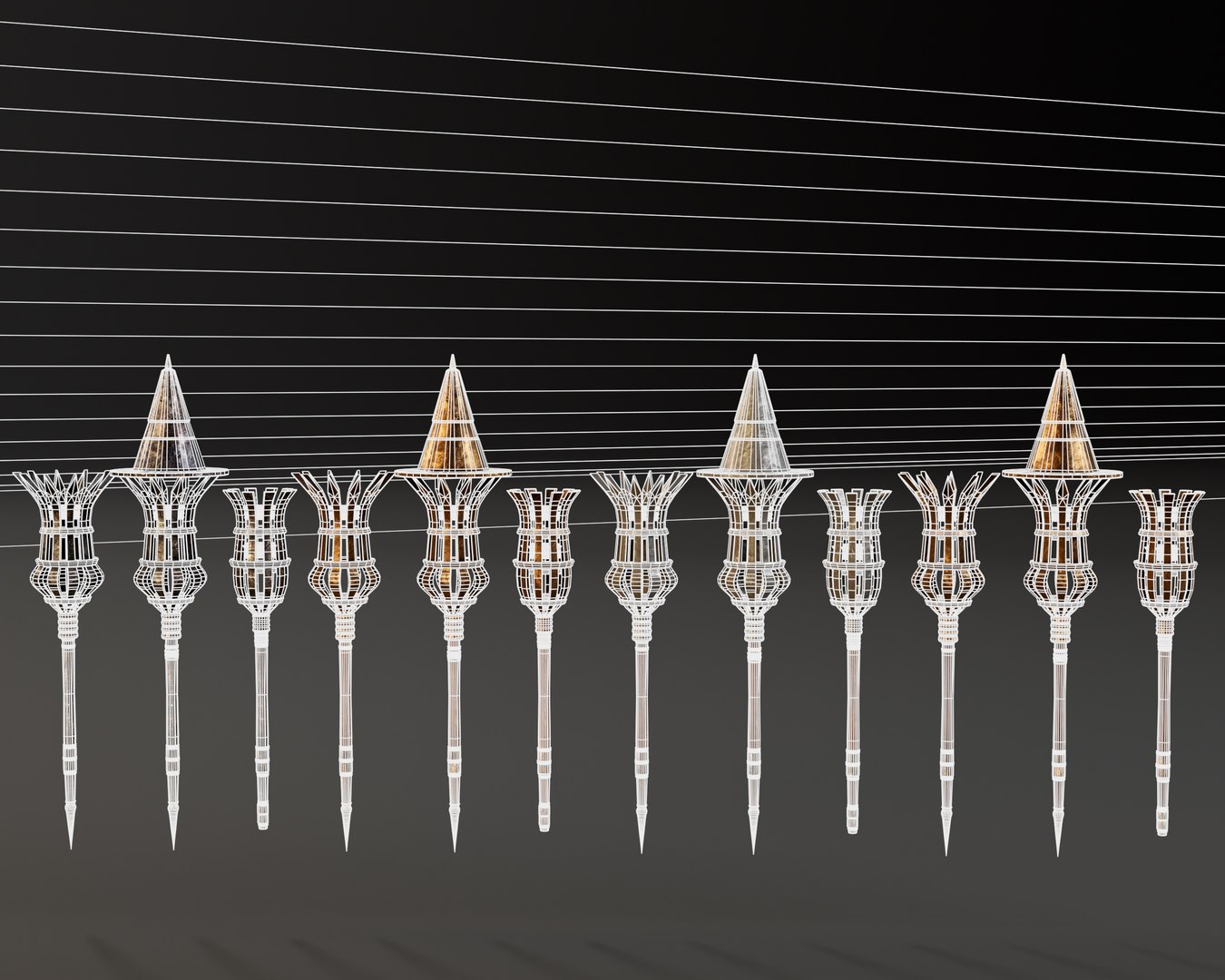 Medieval Torches Set 3D Model - TurboSquid 2414105