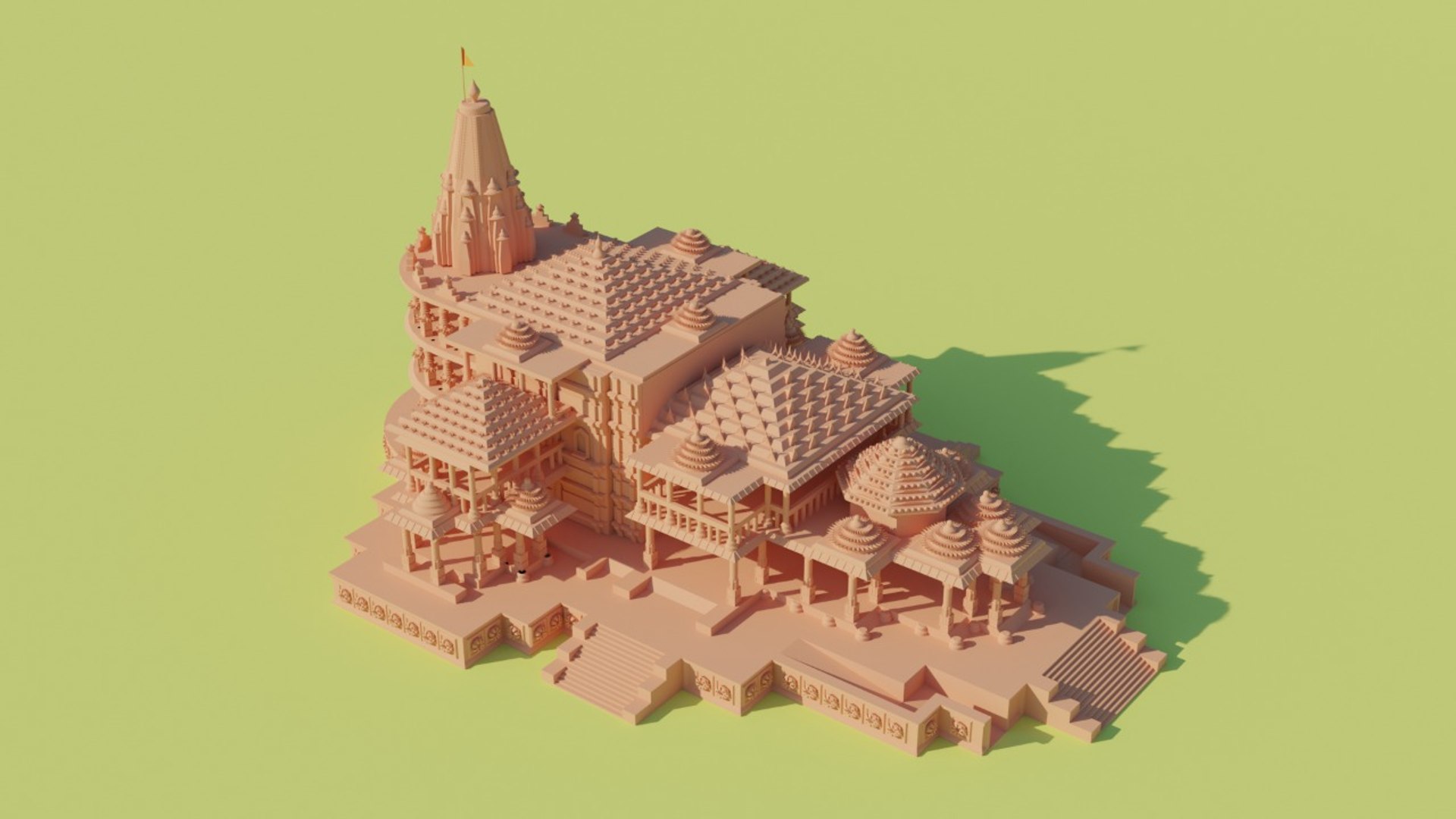 Shree ram mandir 3D model - TurboSquid 1624133