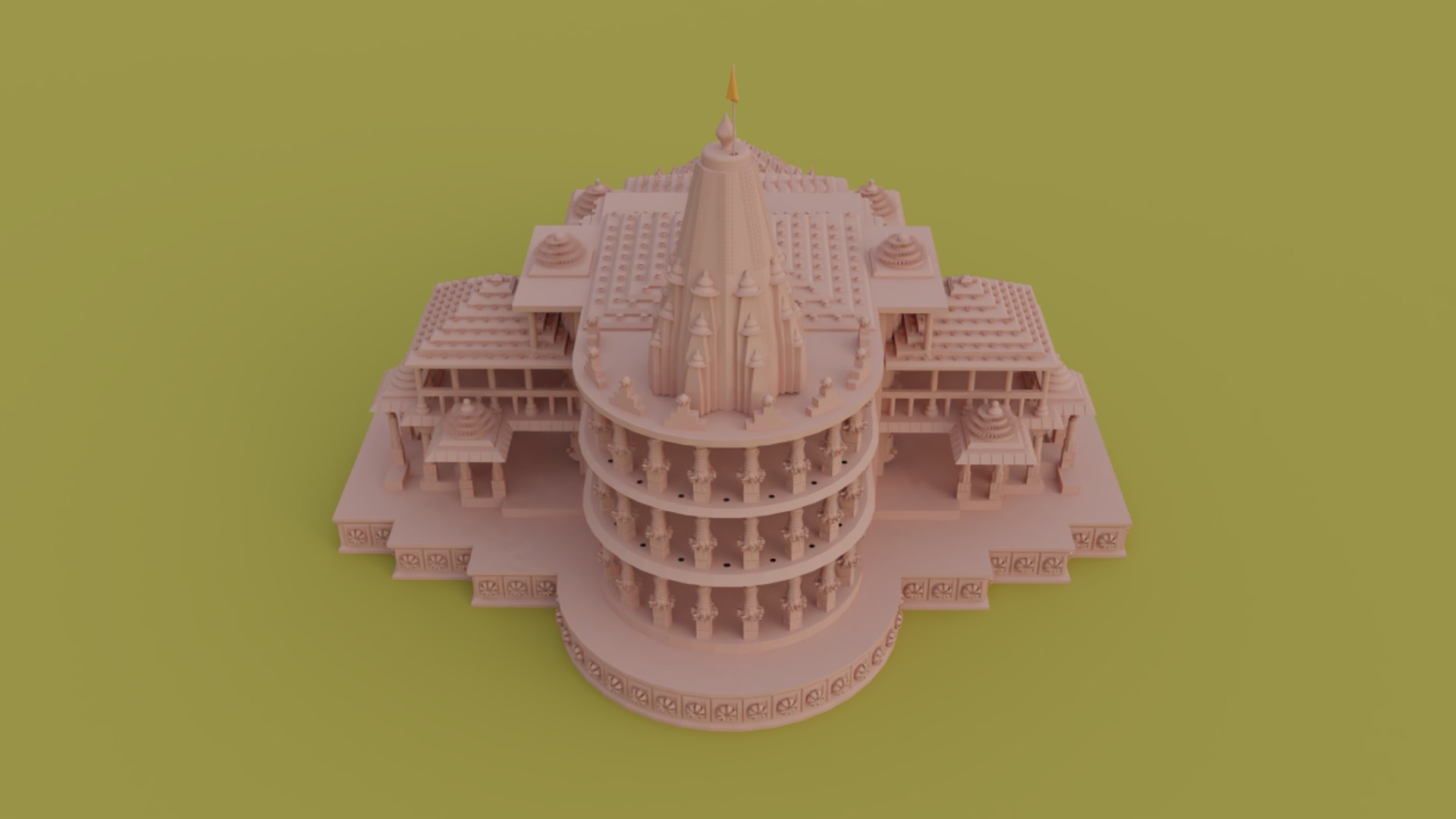 Shree ram mandir 3D model - TurboSquid 1624133