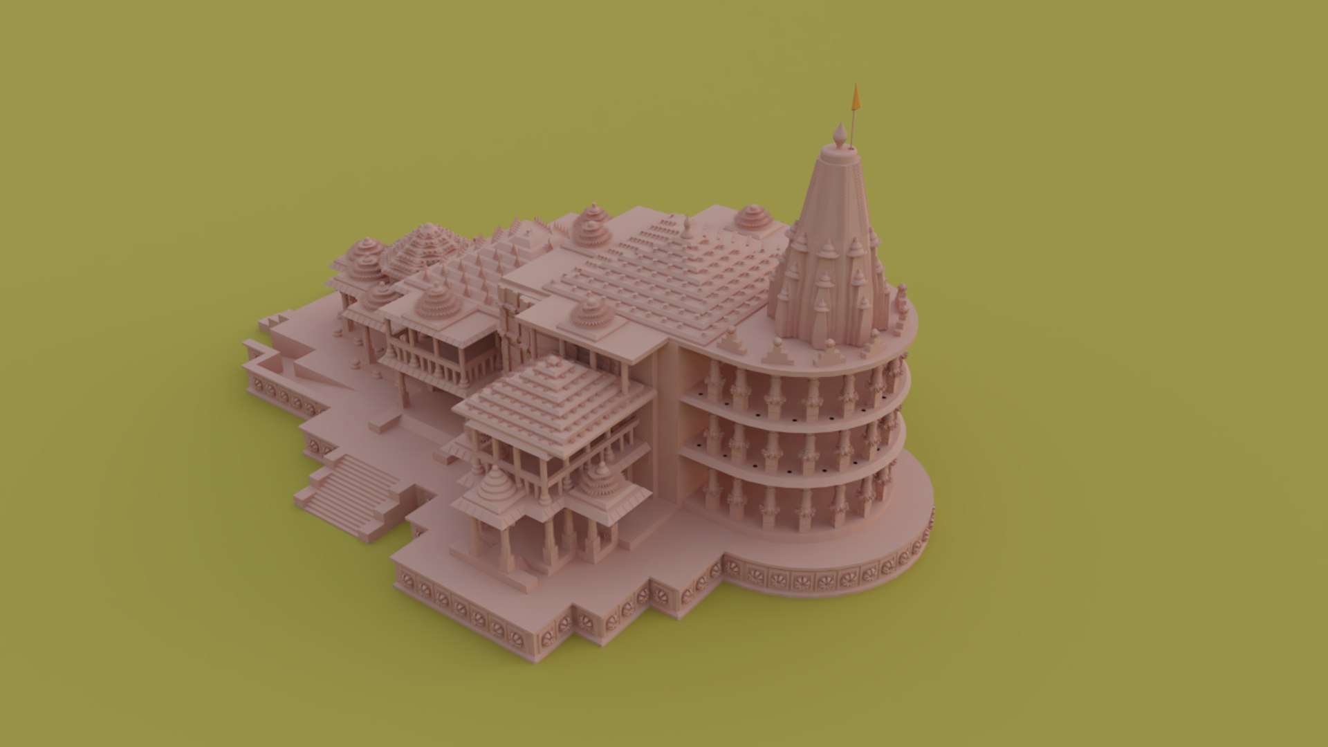 Shree ram mandir 3D model - TurboSquid 1624133