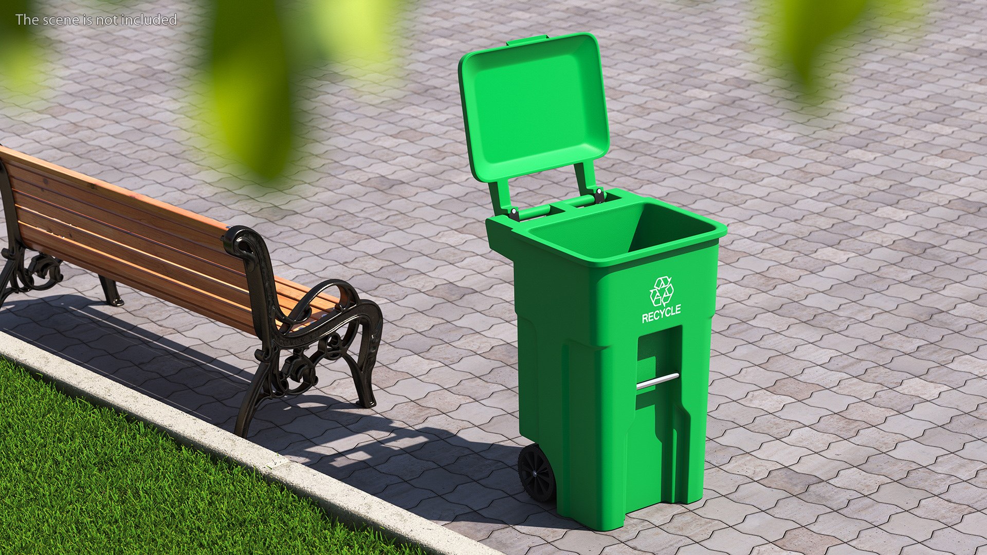 Green Plastic Wheeled Recycling Trash Can 3D Model - TurboSquid 2143074