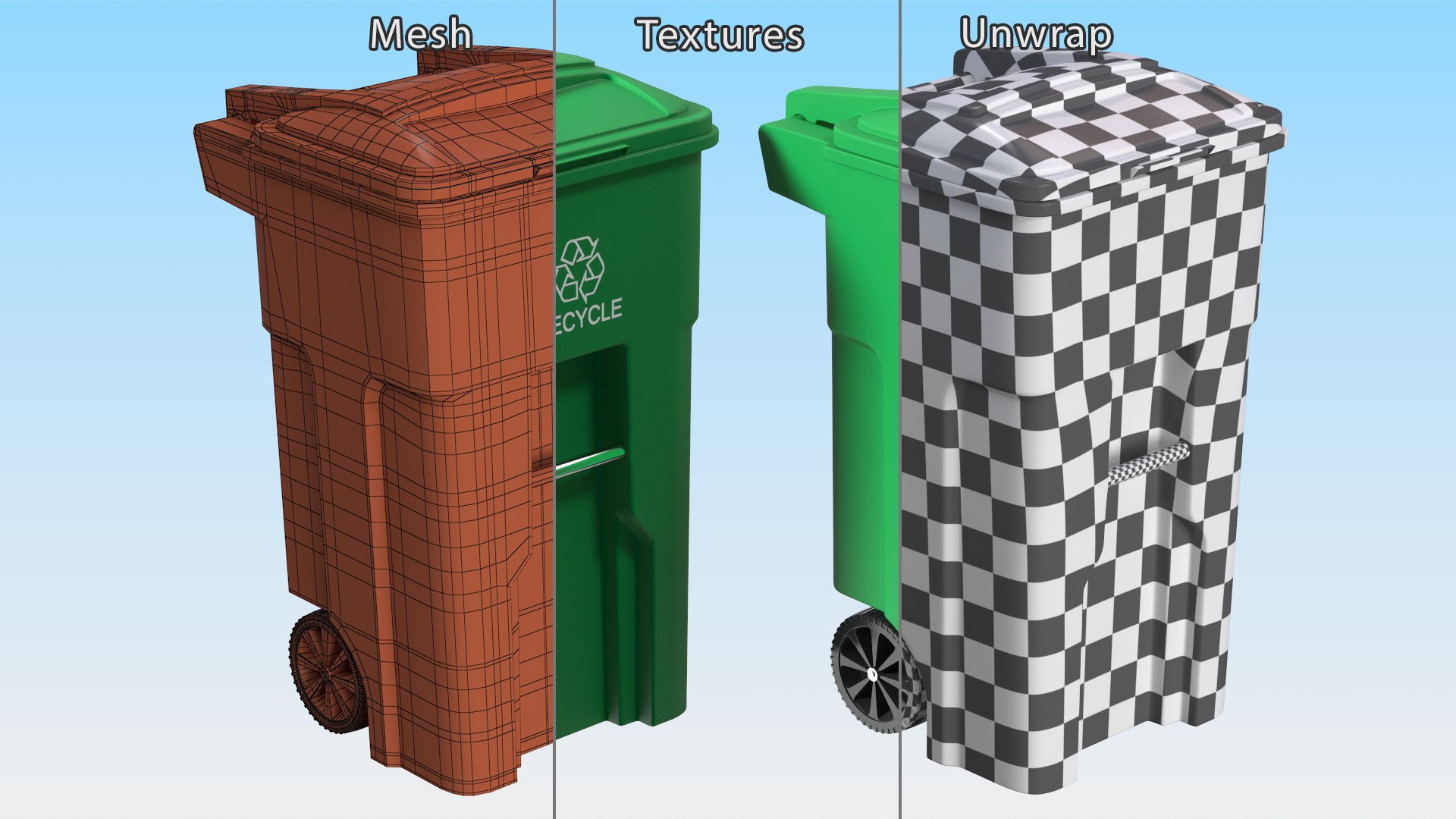 Green Plastic Wheeled Recycling Trash Can 3D Model - TurboSquid 2143074