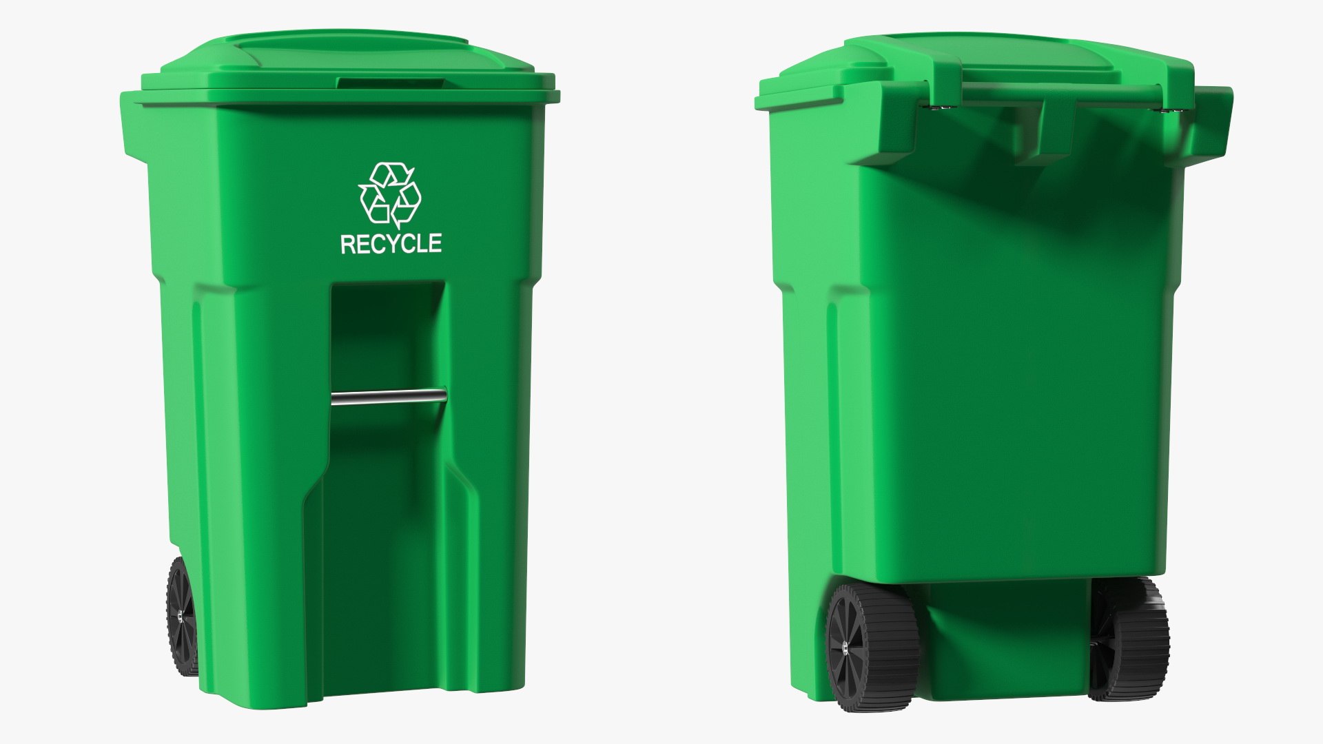 Green Plastic Wheeled Recycling Trash Can 3D Model - TurboSquid 2143074