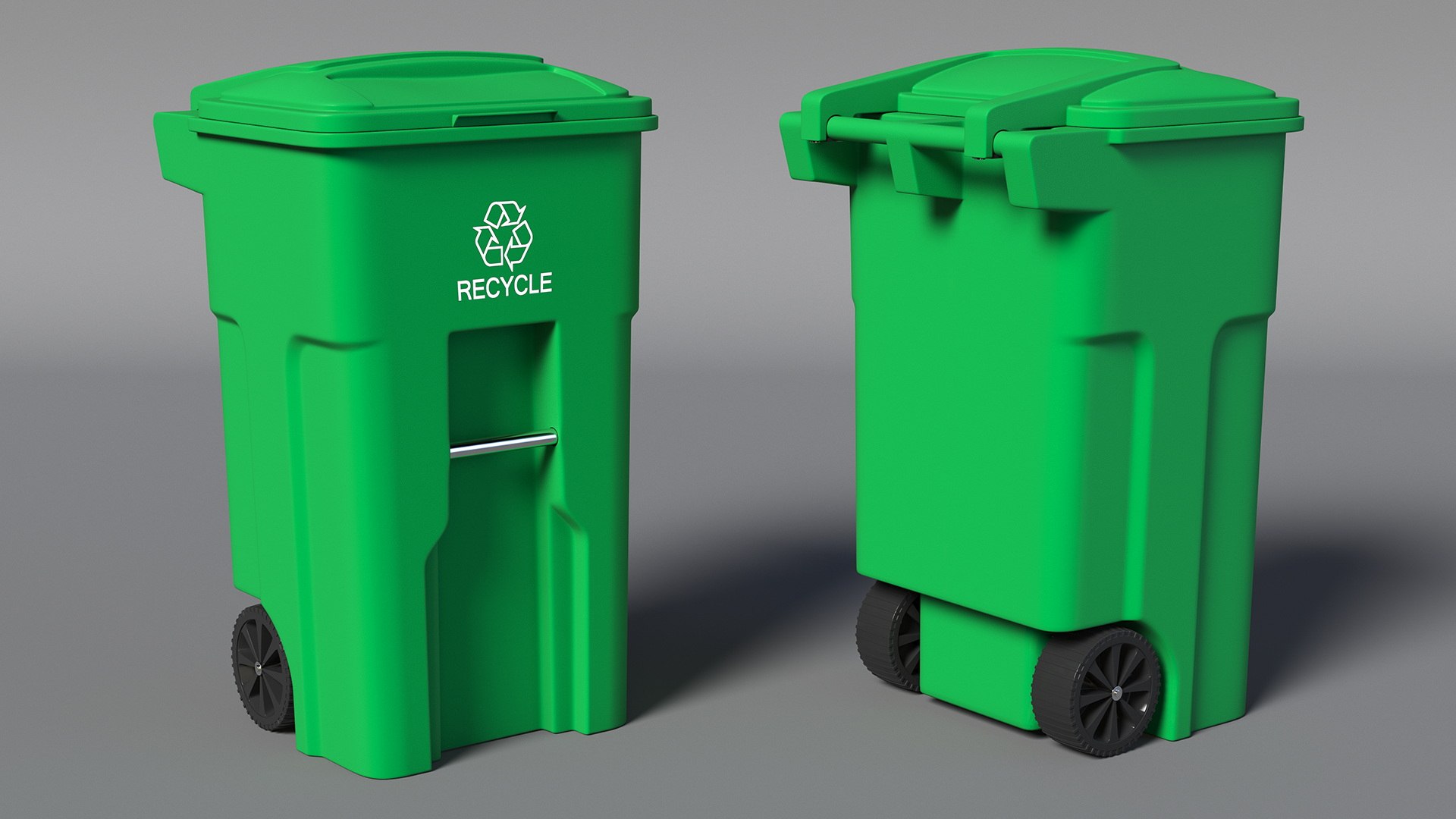 Green Plastic Wheeled Recycling Trash Can 3D Model - TurboSquid 2143074
