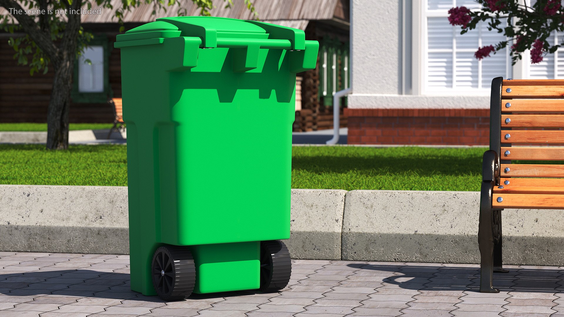 Green Plastic Wheeled Recycling Trash Can 3D Model - TurboSquid 2143074