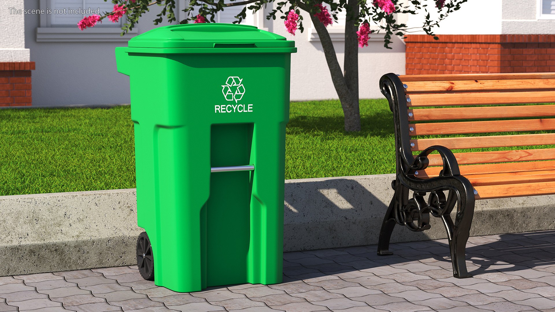 Green Plastic Wheeled Recycling Trash Can 3D Model - TurboSquid 2143074