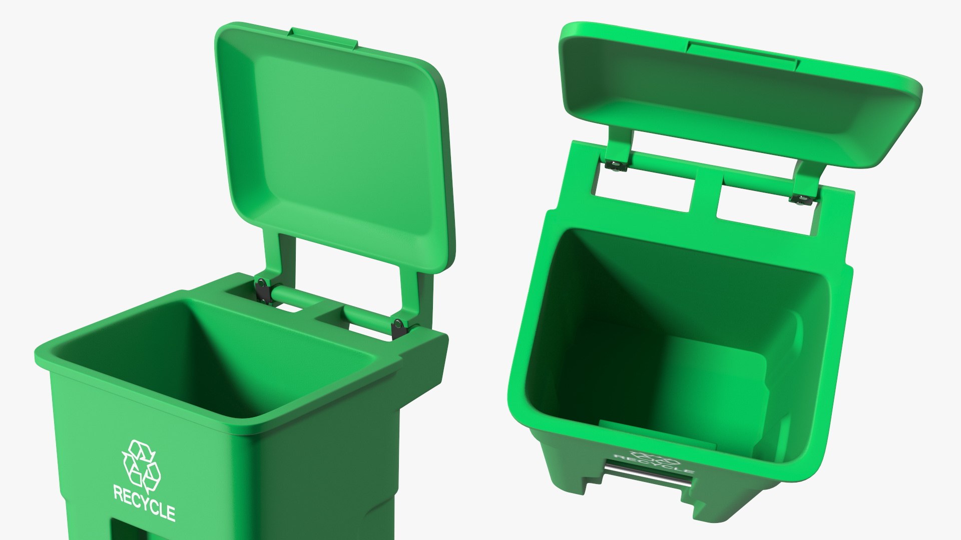 Green Plastic Wheeled Recycling Trash Can 3D Model - TurboSquid 2143074