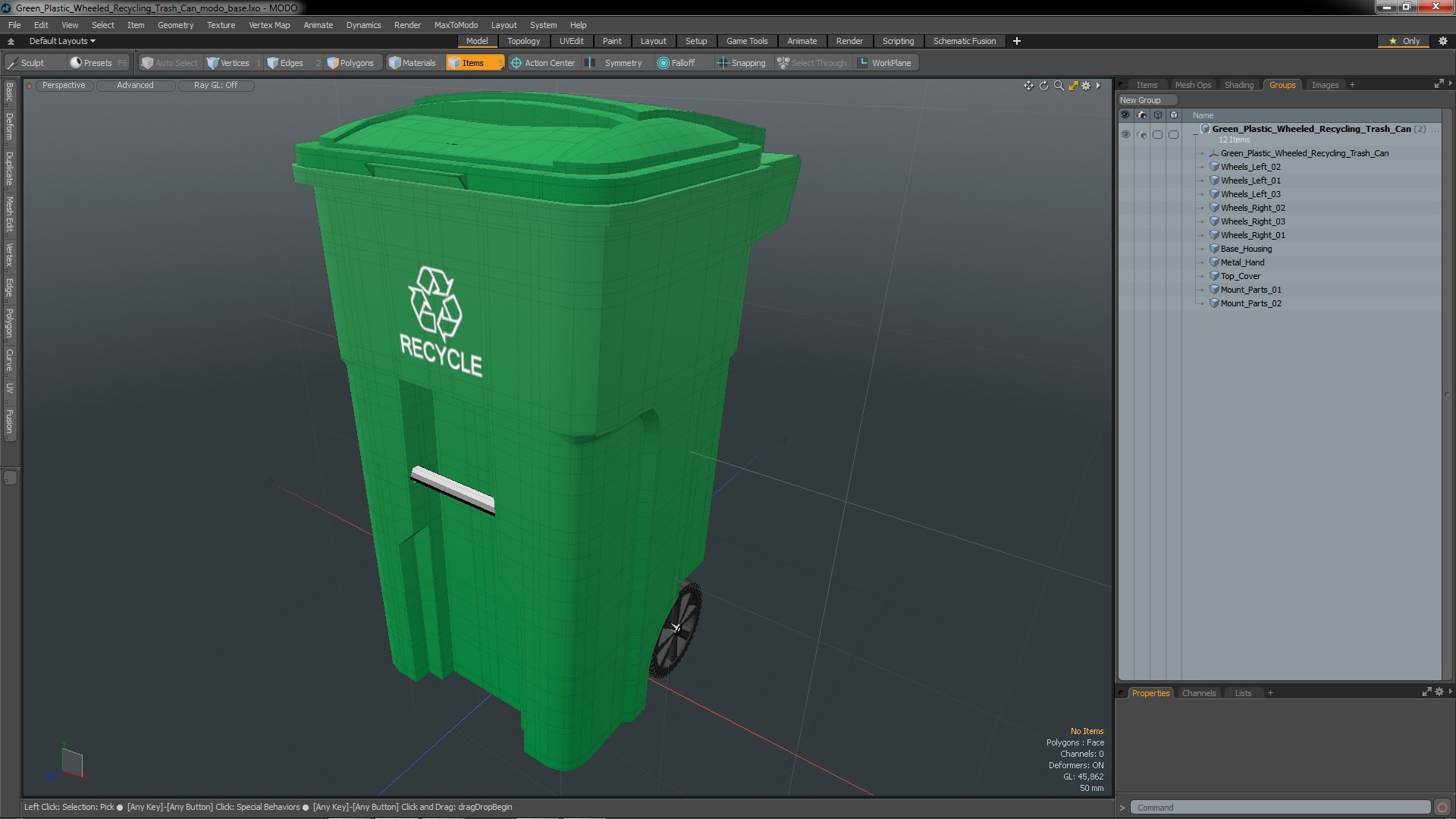 Green Plastic Wheeled Recycling Trash Can 3D Model - TurboSquid 2143074