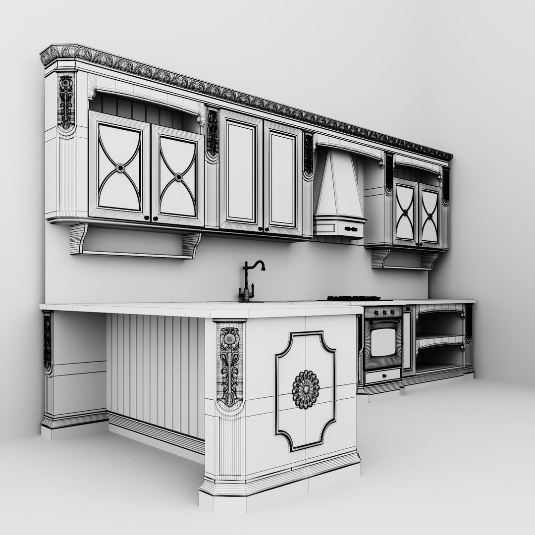 Double Row Kitchen Maria 3D Model - TurboSquid 1622418