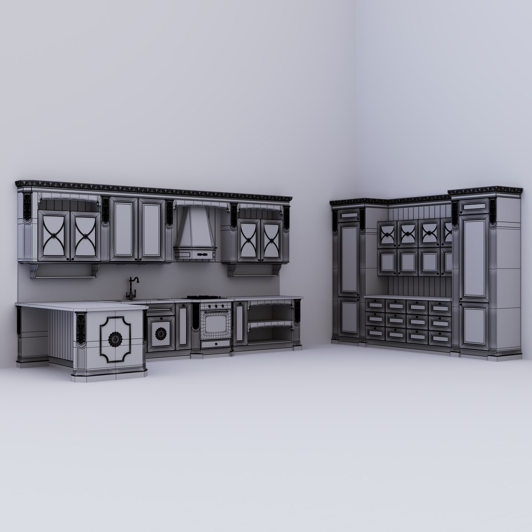 Double Row Kitchen Maria 3D Model - TurboSquid 1622418