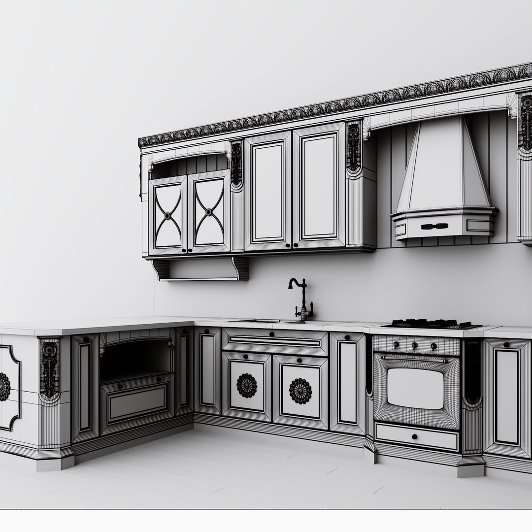 Double Row Kitchen Maria 3D Model - TurboSquid 1622418