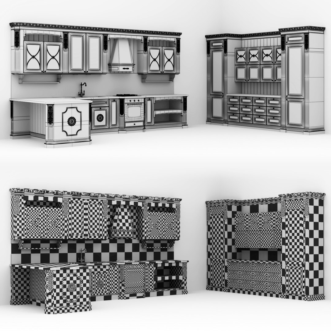 Double Row Kitchen Maria 3D Model - TurboSquid 1622418