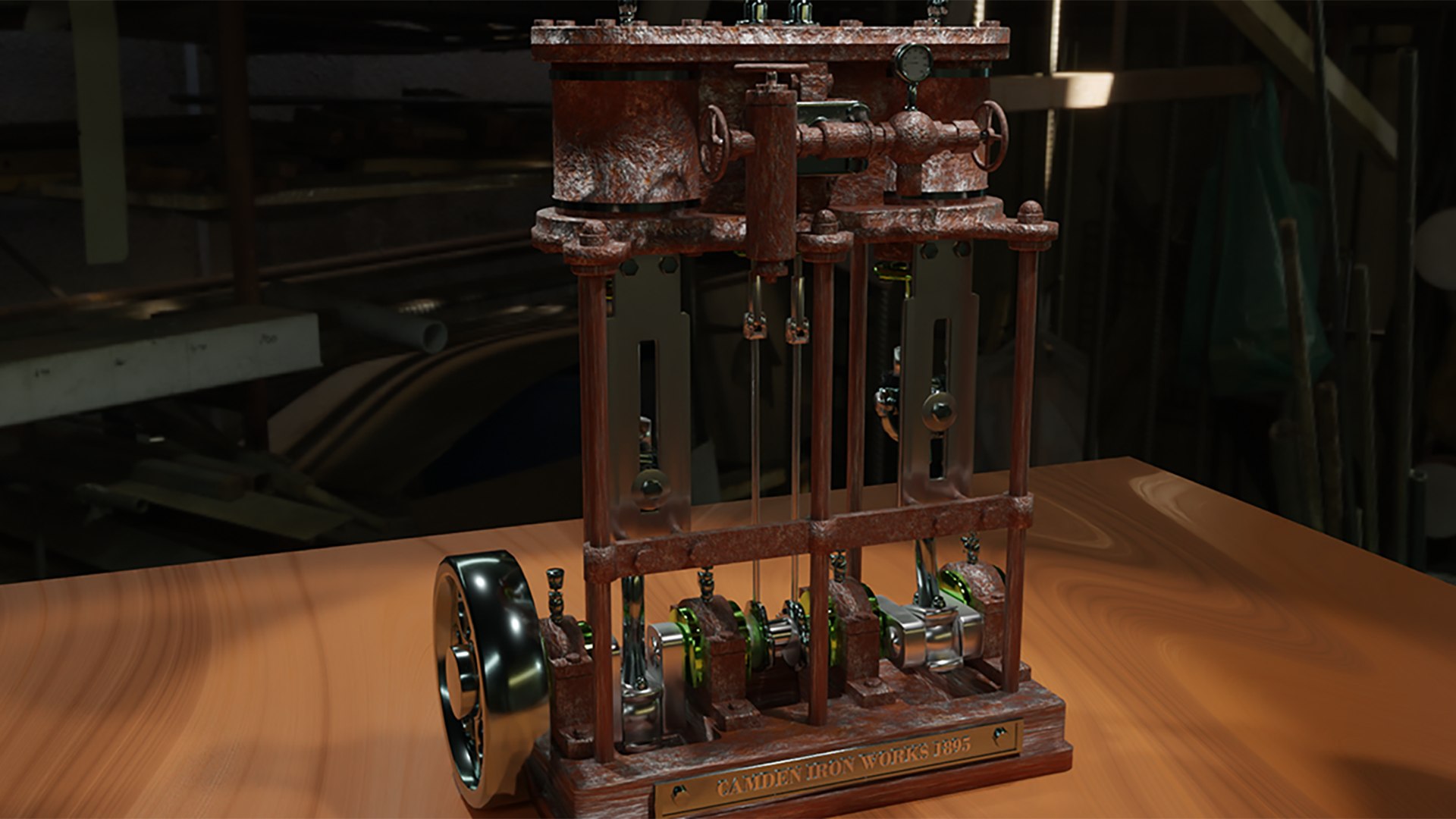 3D Two Cylinder Vertical Steam Engine Model - TurboSquid 2080598