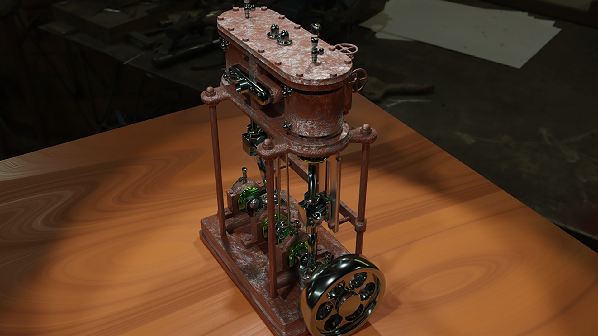 3D Two Cylinder Vertical Steam Engine Model - TurboSquid 2080598