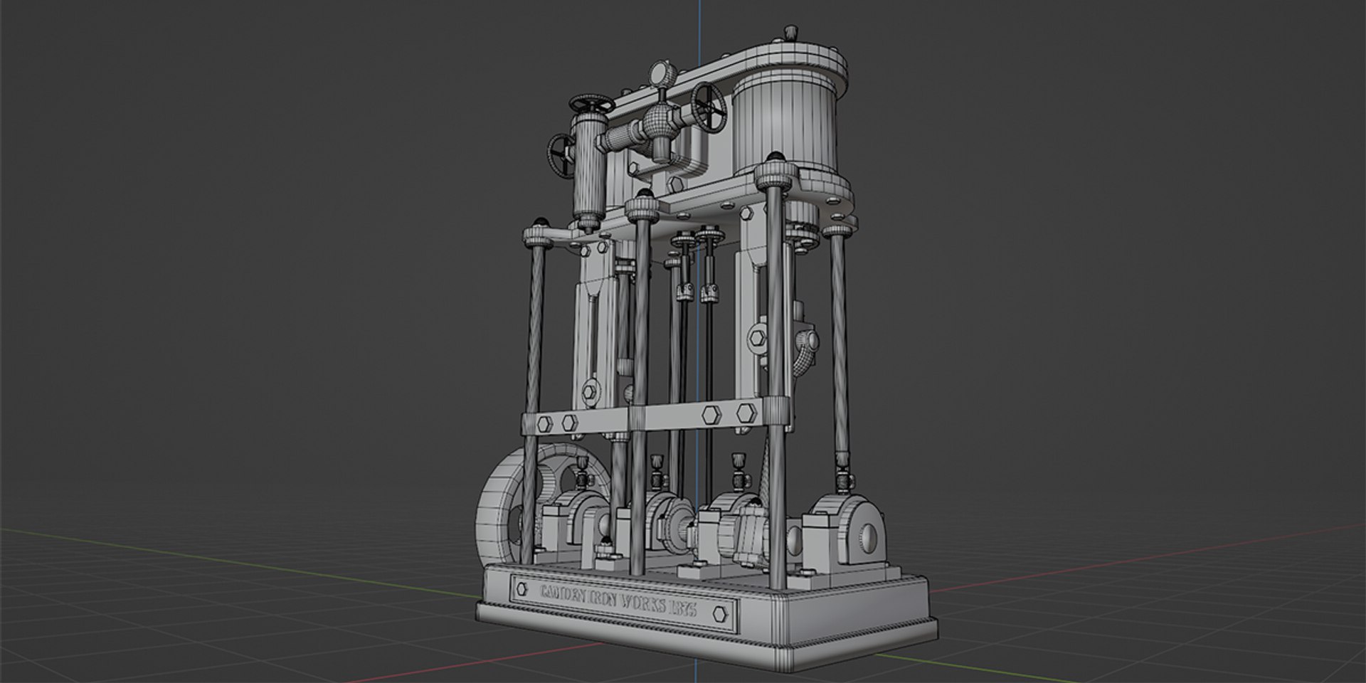 3D Two Cylinder Vertical Steam Engine Model - TurboSquid 2080598