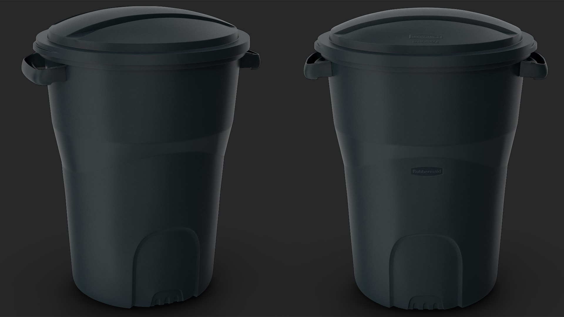 3D Black Round Rubbermaid Trash Can Model - TurboSquid 2082827